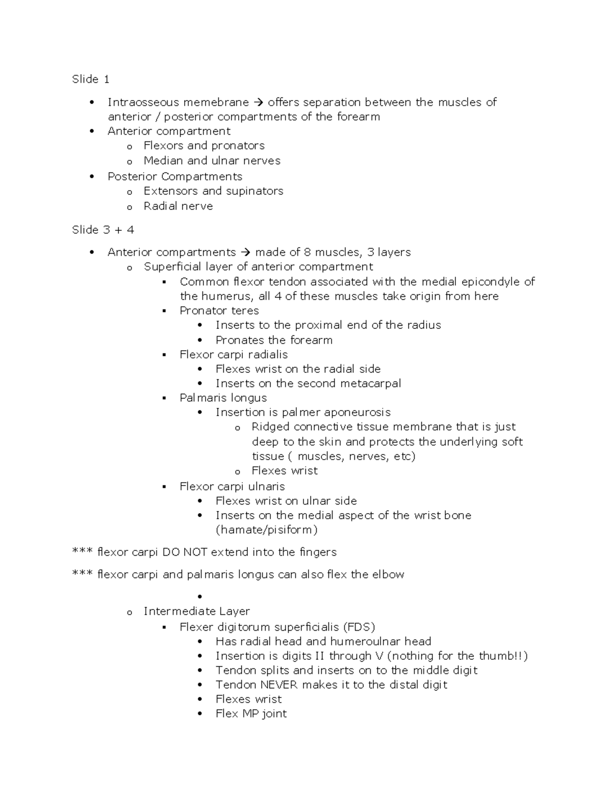 Forearm & Hand word doc - Summary Advanced Anatomy I - Slide 1 ...