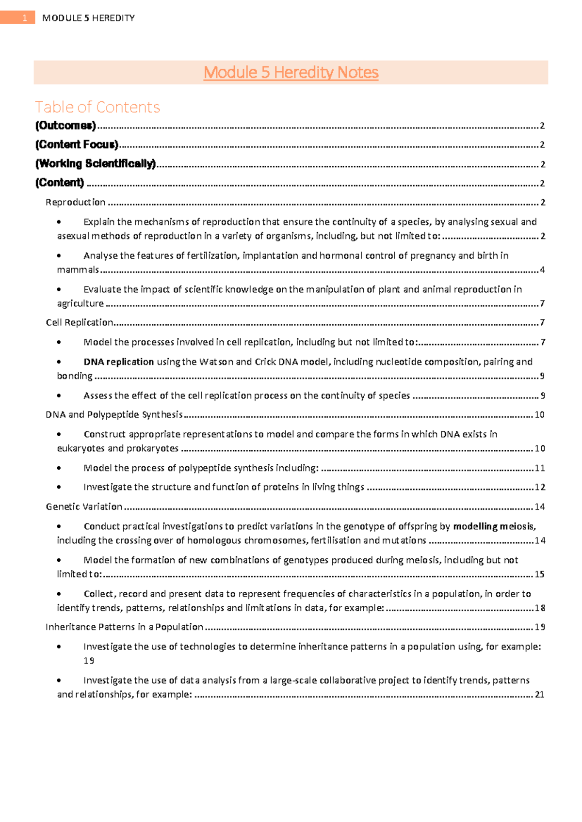 Module 5 Notes-compressed - Module 5 Heredity Notes Table of Contents ...
