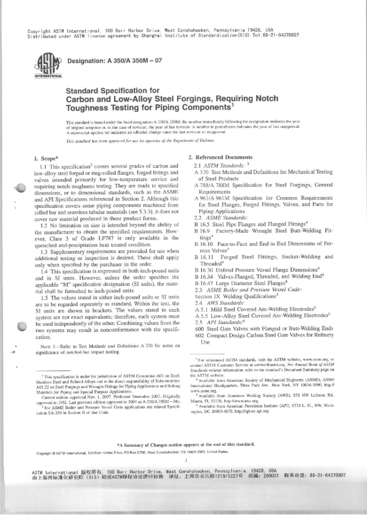 Astm-a350 - Summary AAAA! - AAAA! - Copyr ASTM International 100 Barr ...
