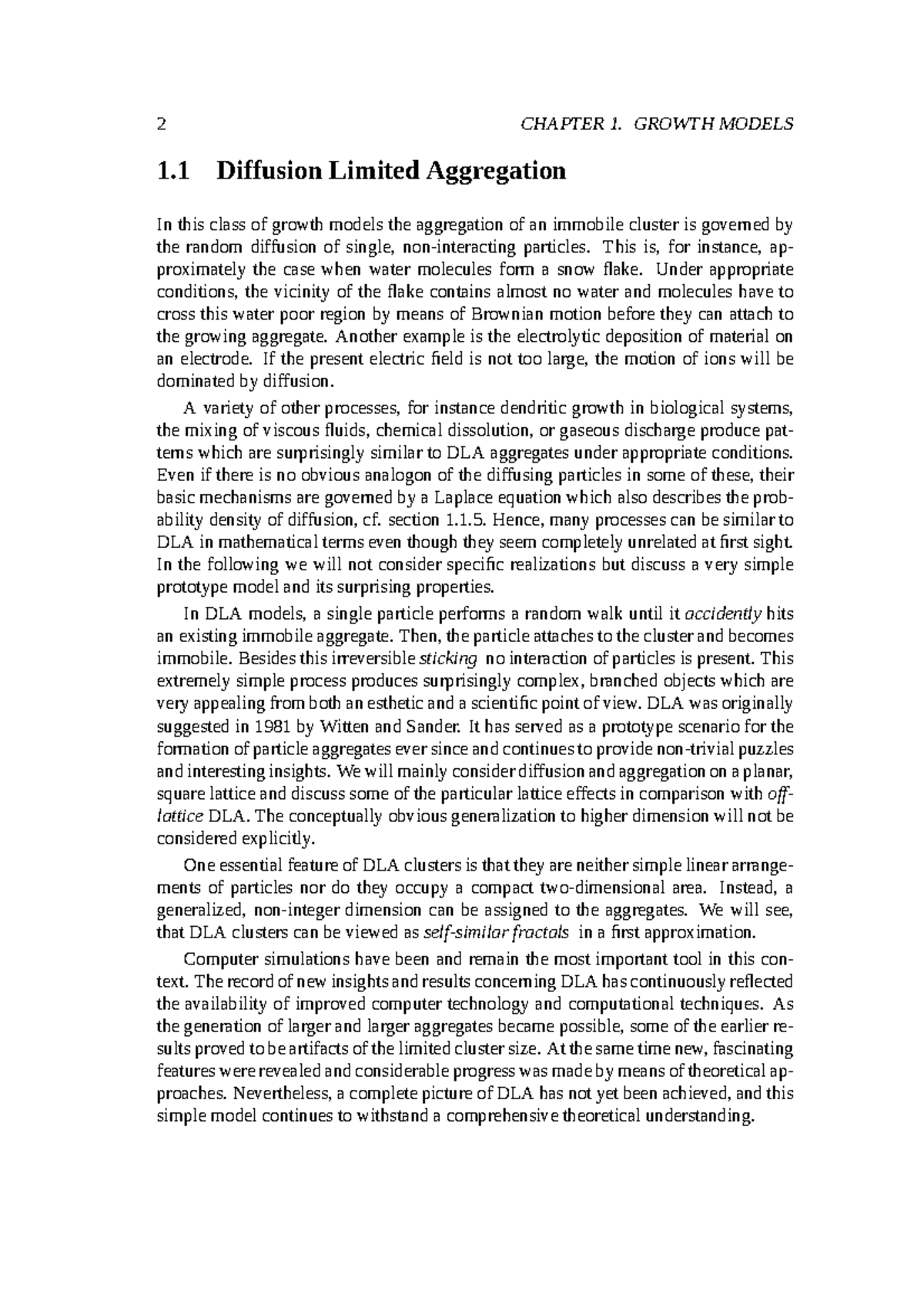 Apontamentos DLA - 2 CHAPTER 1. GROWTH MODELS 1 Diffusion Limited ...