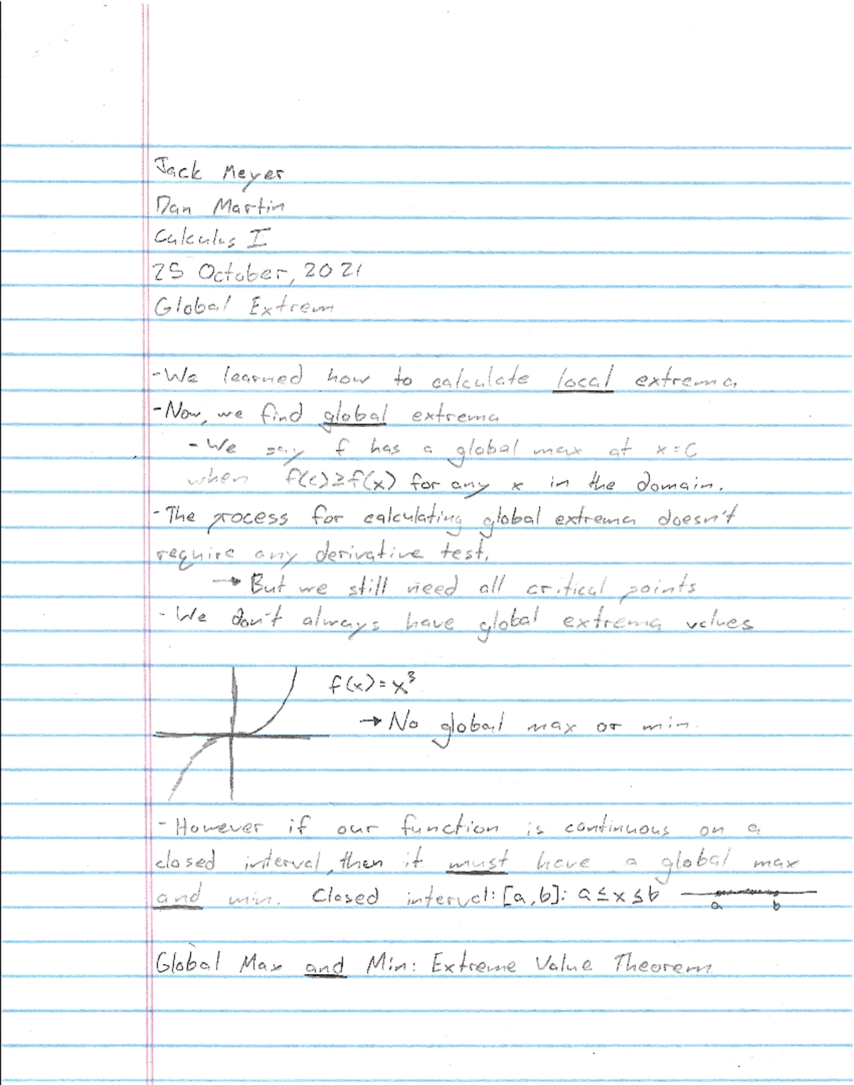 Global Extrema - M 144 - Studocu