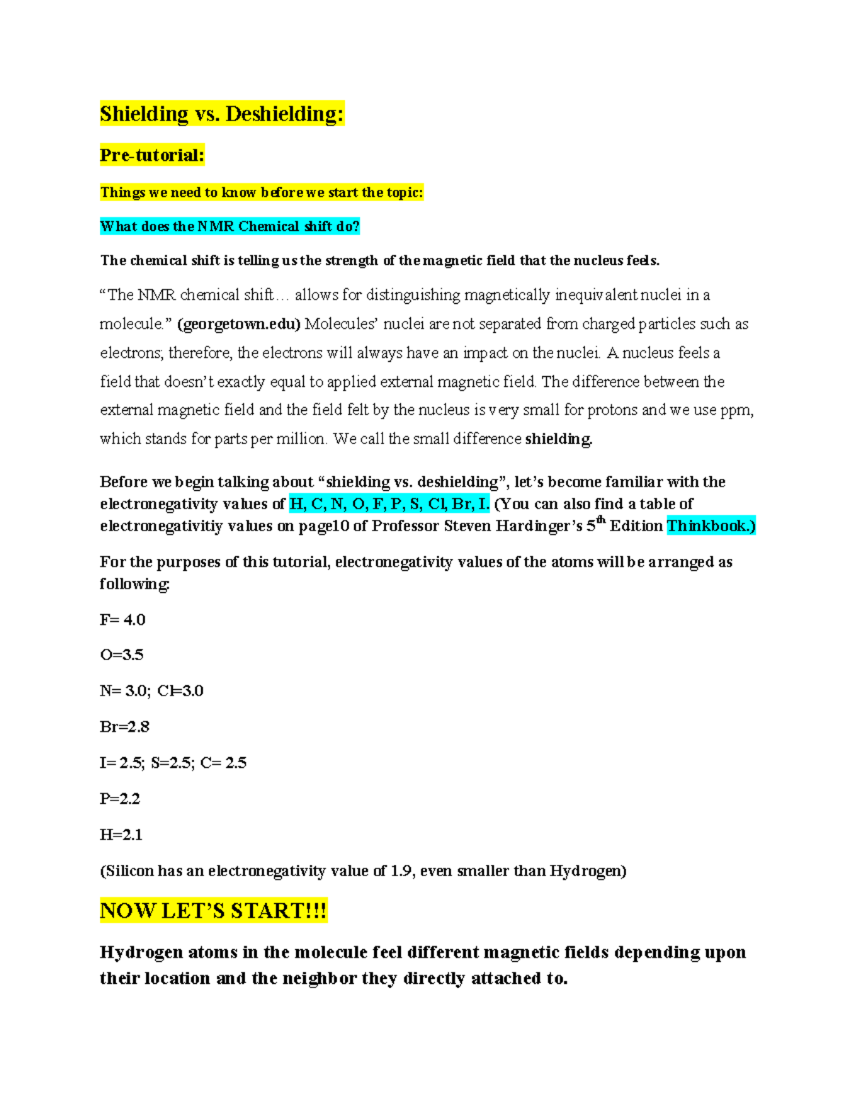 Lab 1 Shielding & Deshielding - Shielding vs. Deshielding: Pre-tutorial ...