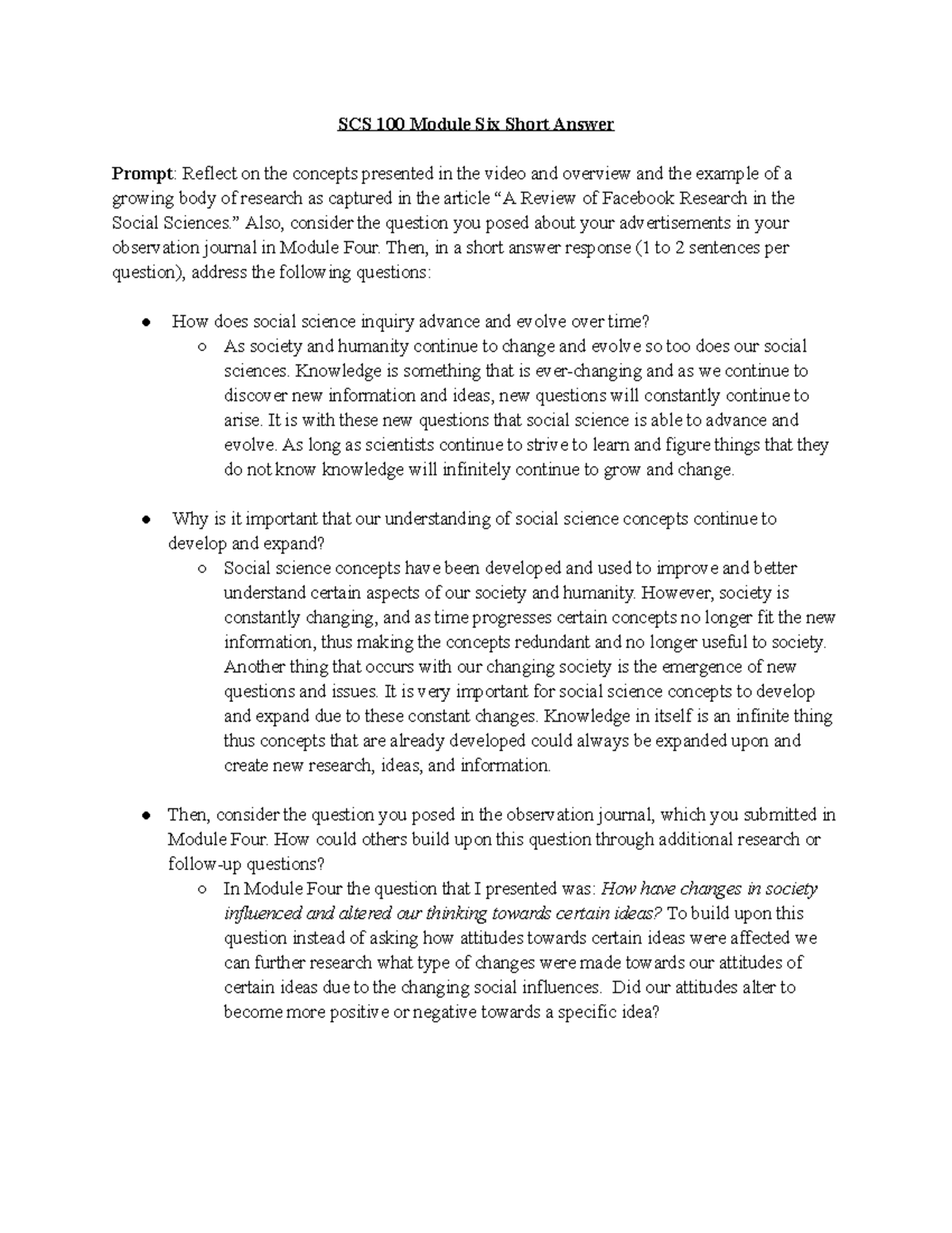 SCS 100 Module Six Short Answer: Chain of Inquiry - SCS 100 Module Six ...