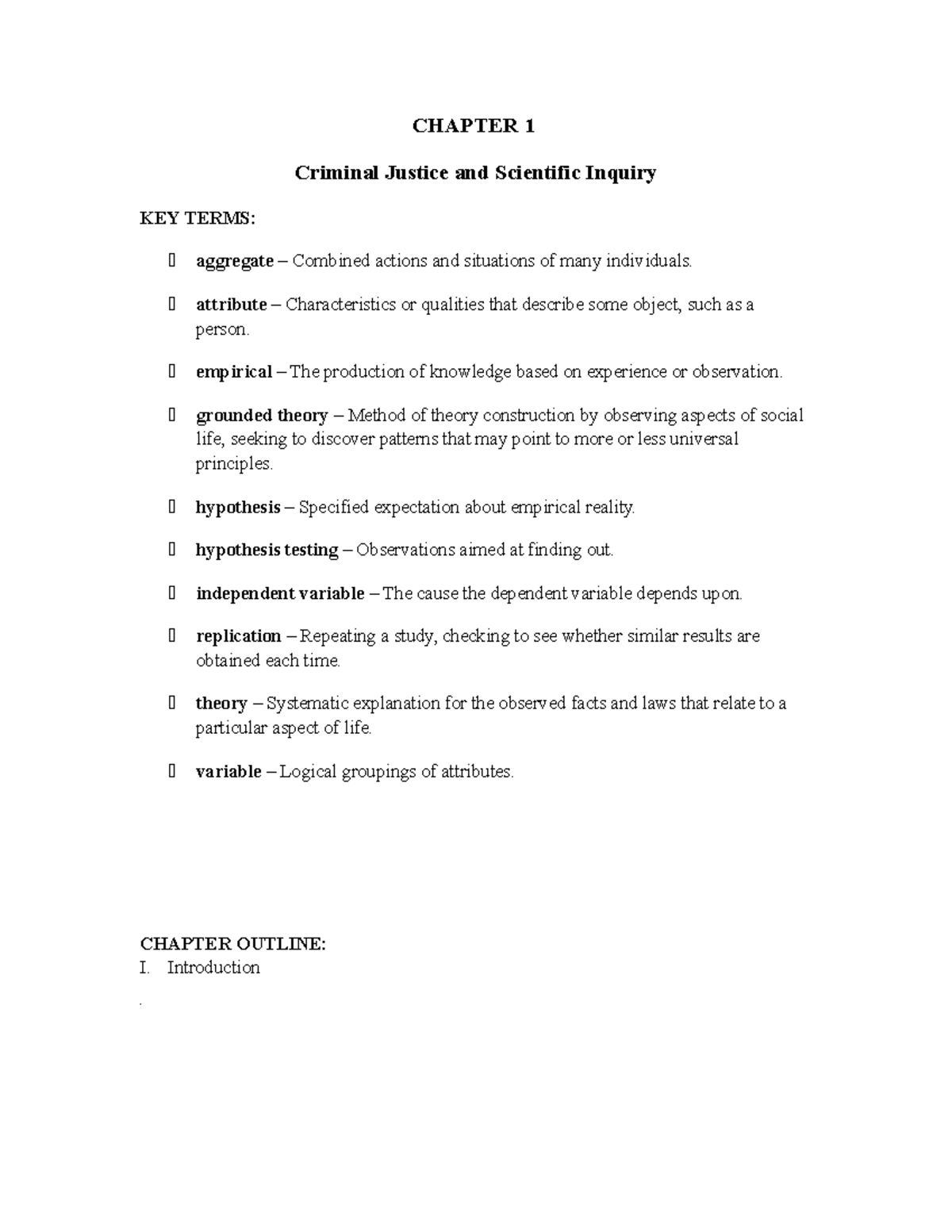 Chp 1-Criminal Justice and Scientific Inquiry Notes - CHAPTER 1 ...