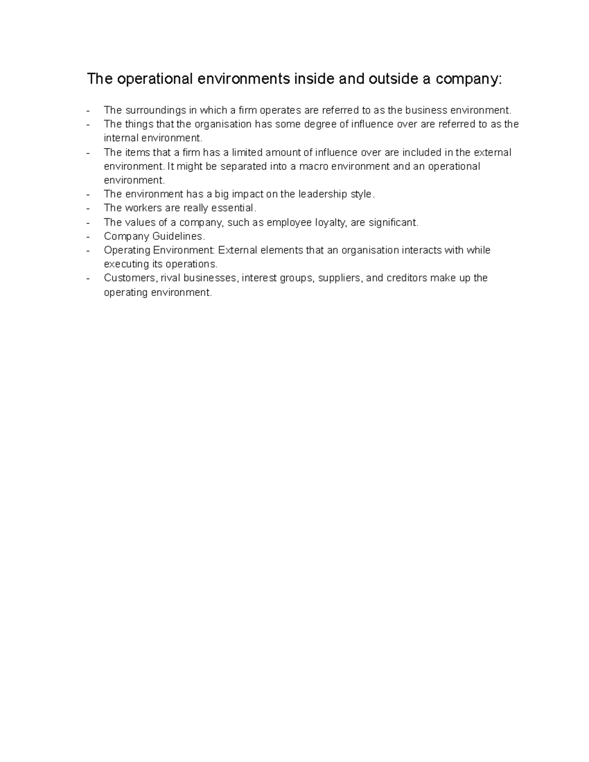 Operational Environments - The things that the organisation has some ...