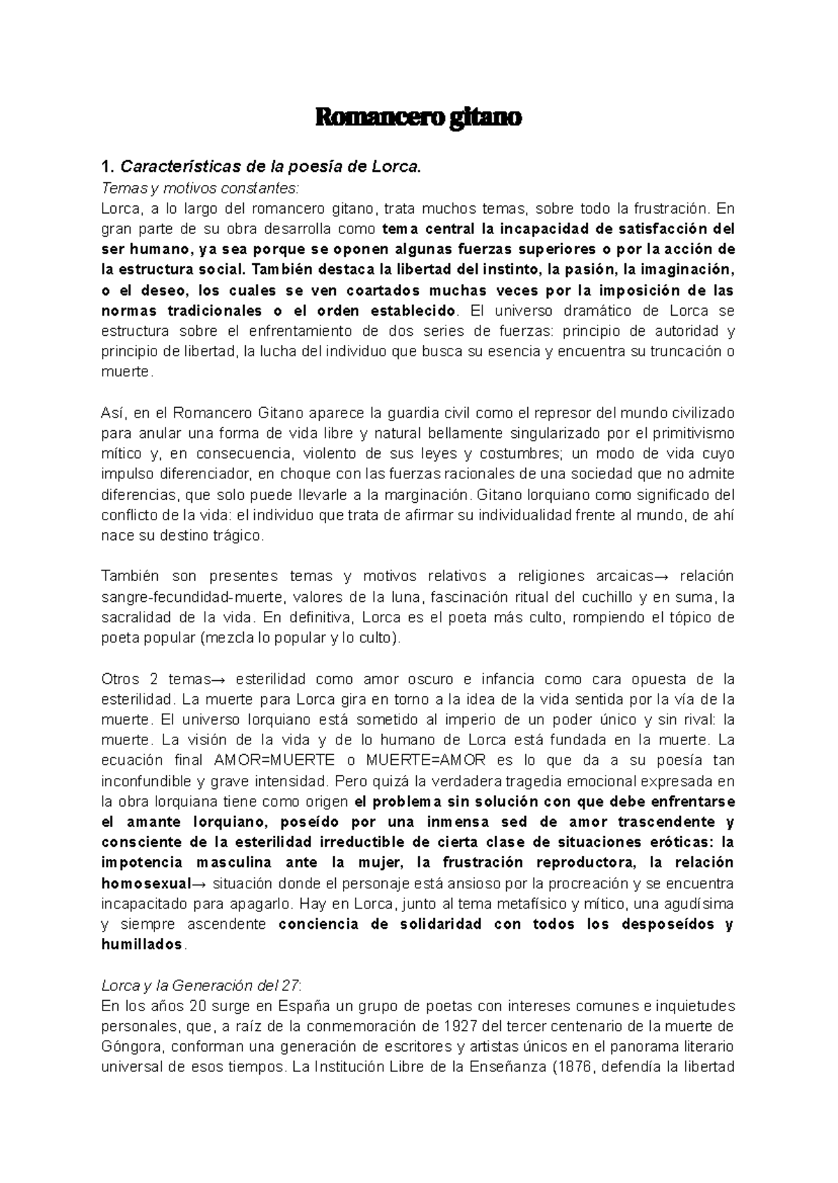 Resumen teoria romancero gitano - Romancero gitano 1. Características de la poesía de Lorca ...