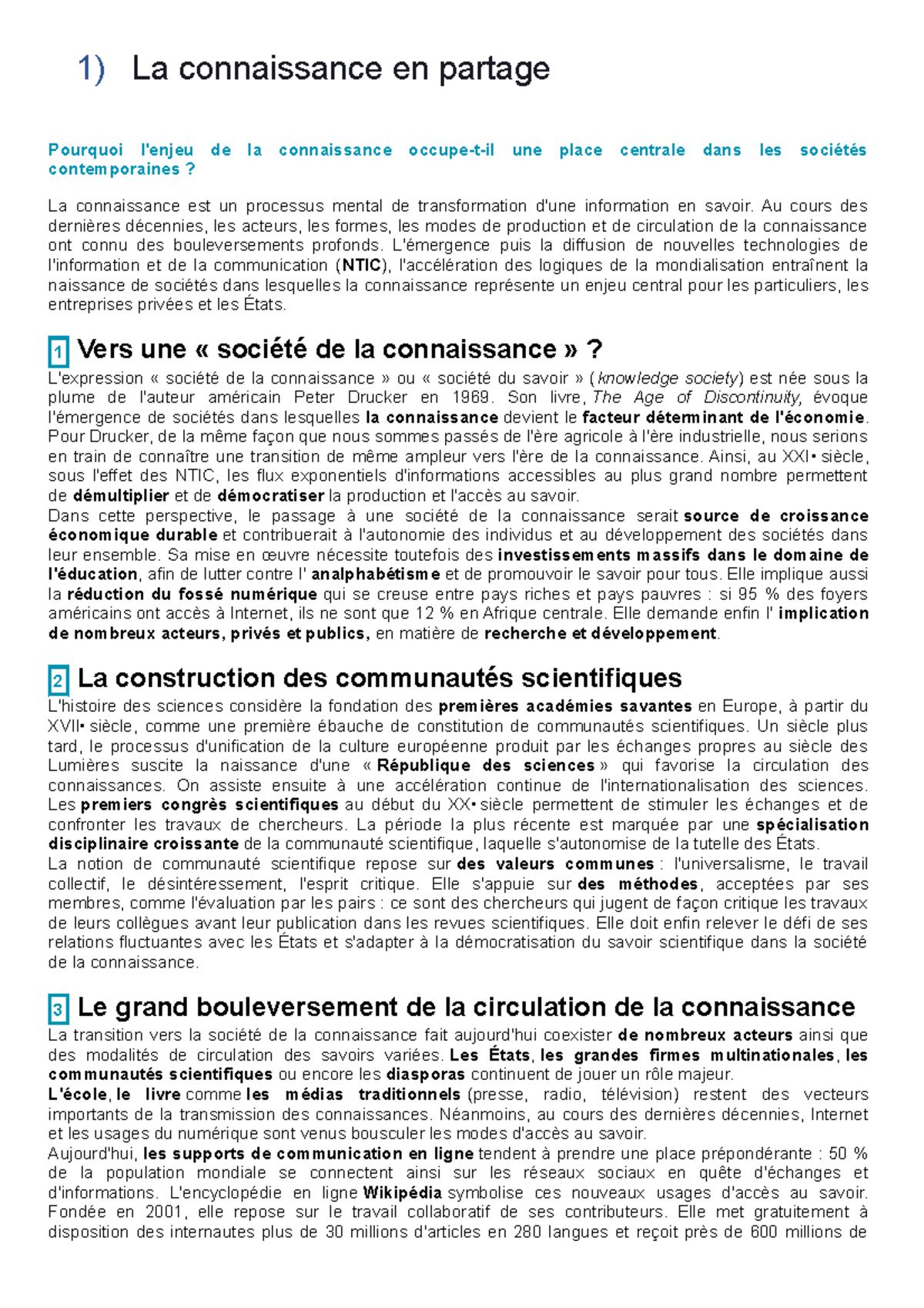La connaissance en partage Hggsp Terminale - 1) La connaissance en ...