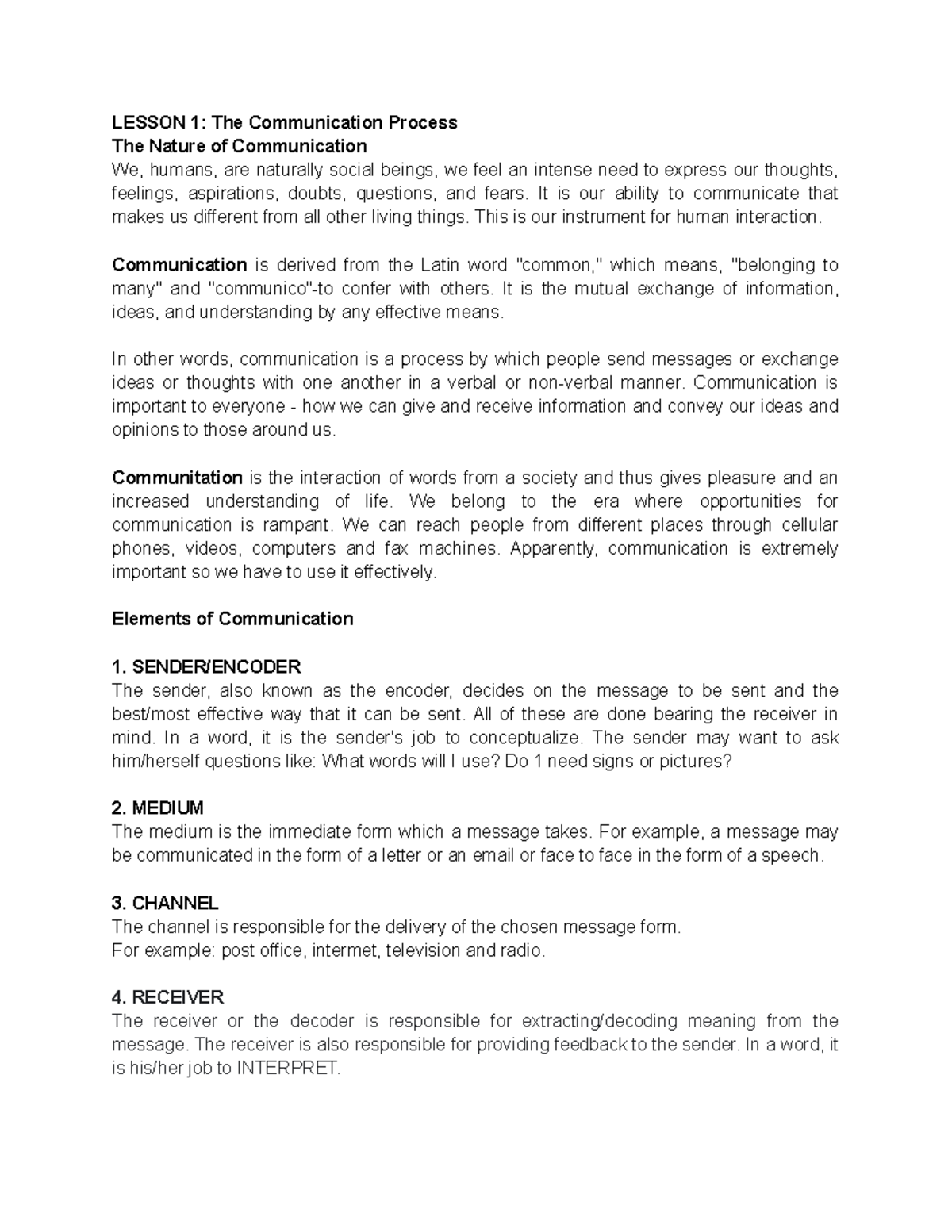 PURP COM Prelim Reviewer olfu ac campus - LESSON 1: The Communication ...
