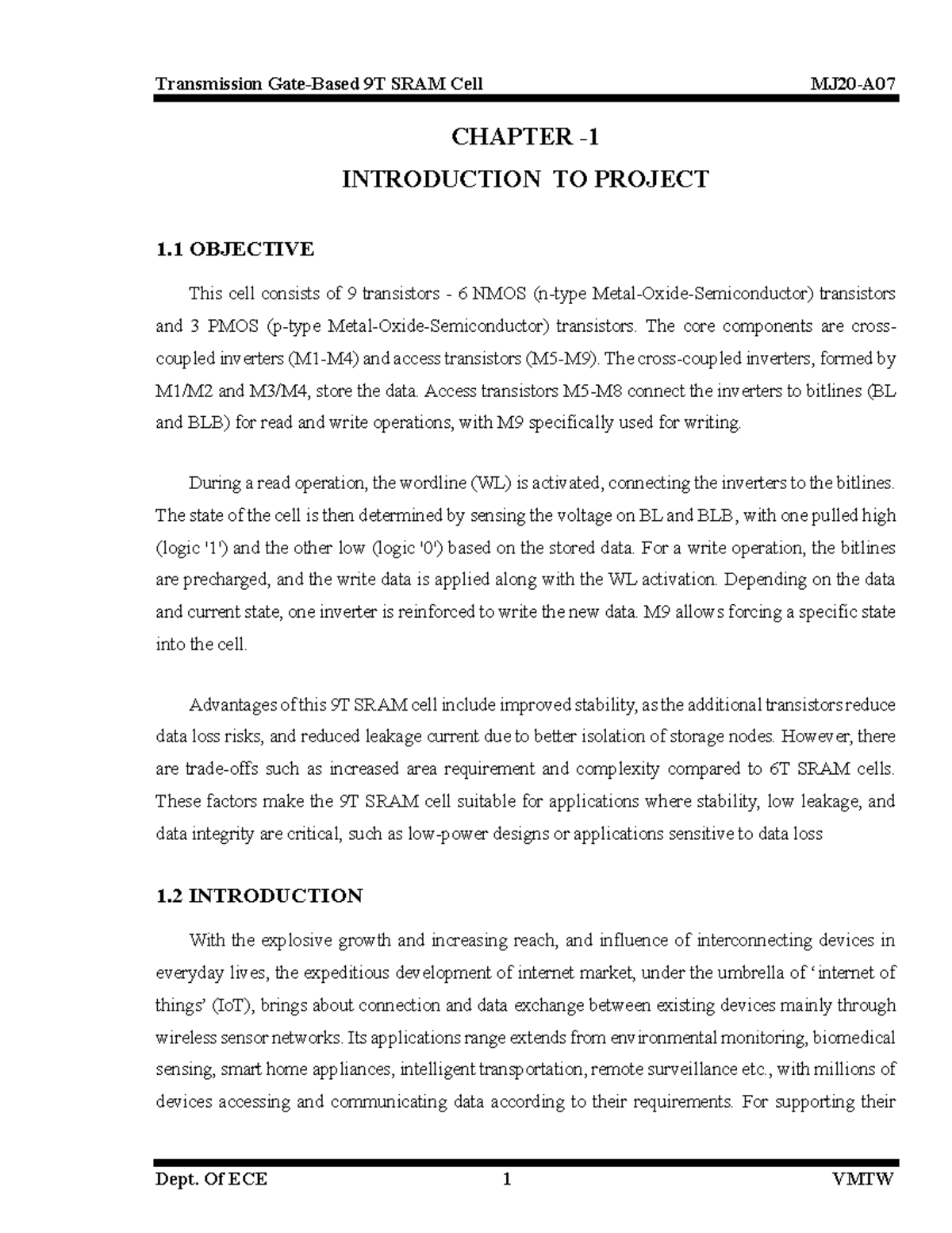 Main major document - CHAPTER - 1 INTRODUCTION TO PROJECT 1 OBJECTIVE ...