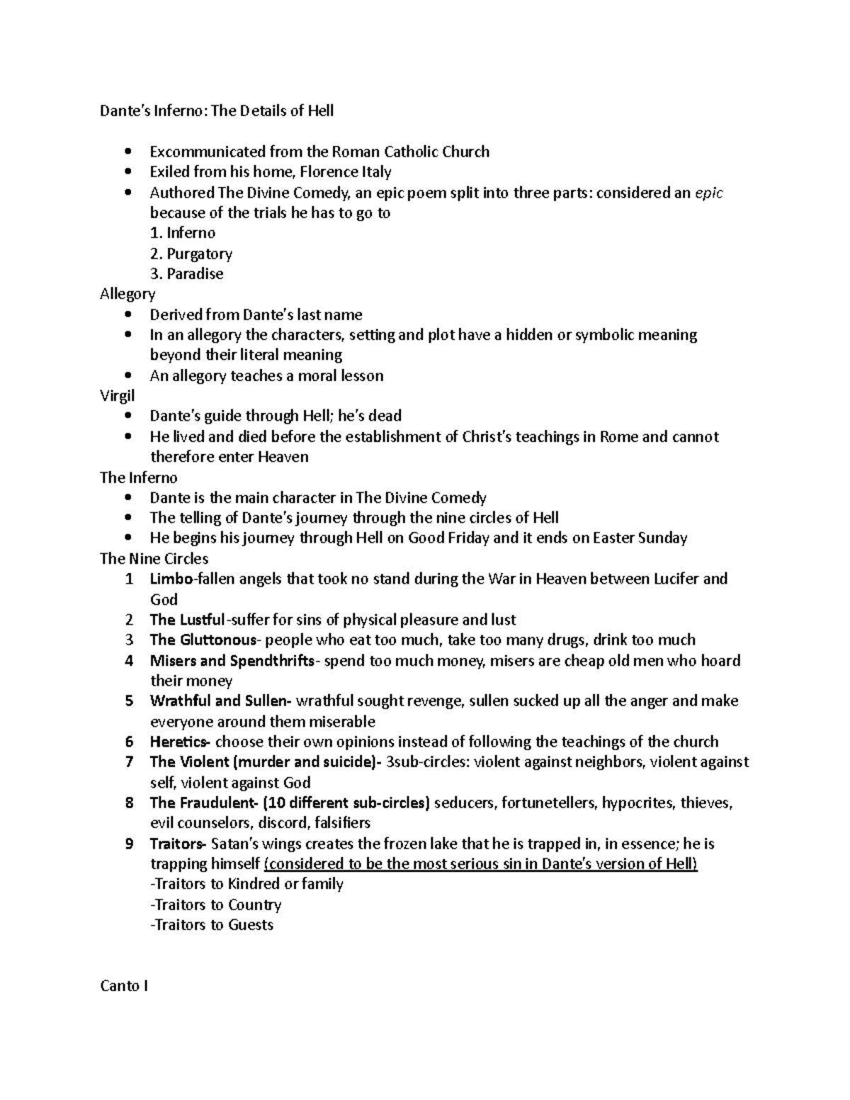 Dante’s Inferno Lecture - Dante’s Inferno: The Details of Hell ...