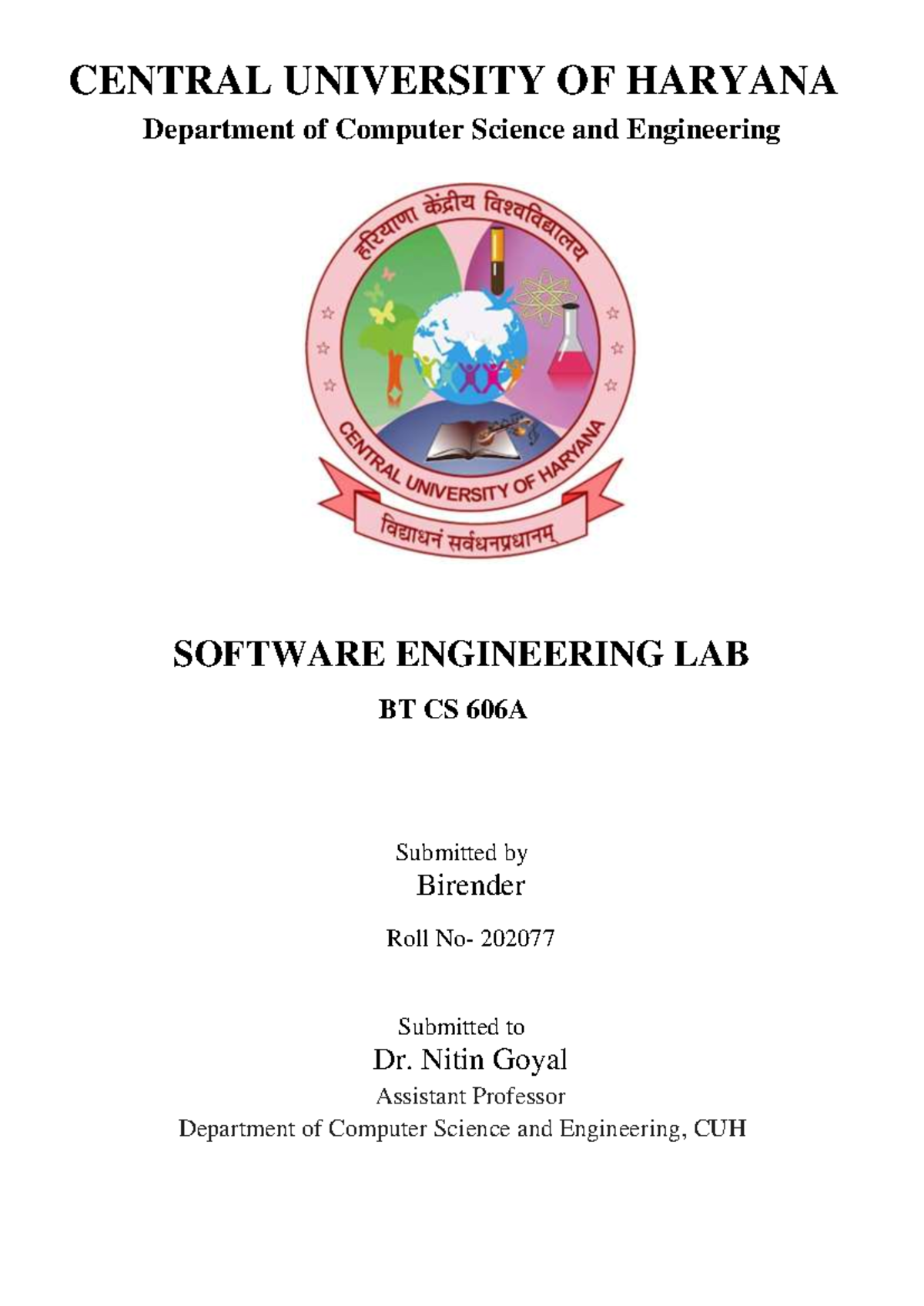 Software Engineering Lab File for 3rd year students - CENTRAL ...
