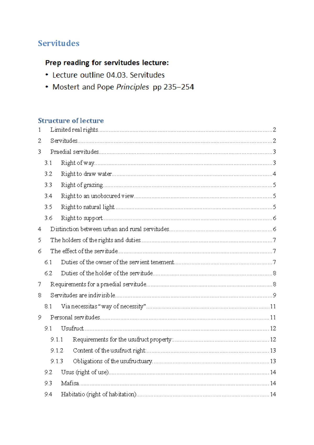 04.03. Servitudes - Summary The Principles of the Law of Property in ...