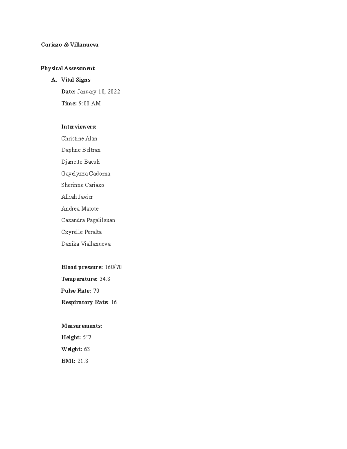 General Survey&Vital Signs for case study - Cariazo & Villanueva ...