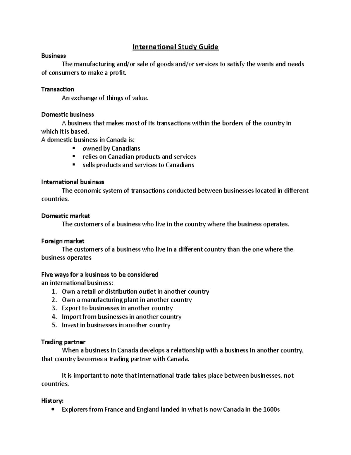 International Study Guide - International Study Guide Business The ...