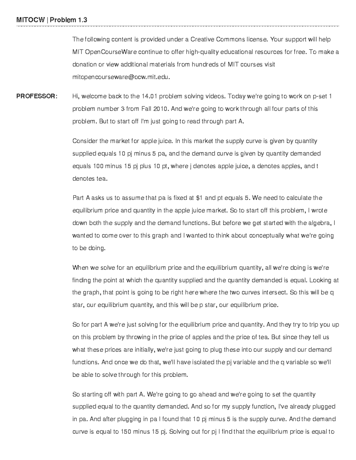 How to NOT read a good article- Lecture notes 4 - MITOCW | Problem 1 ...