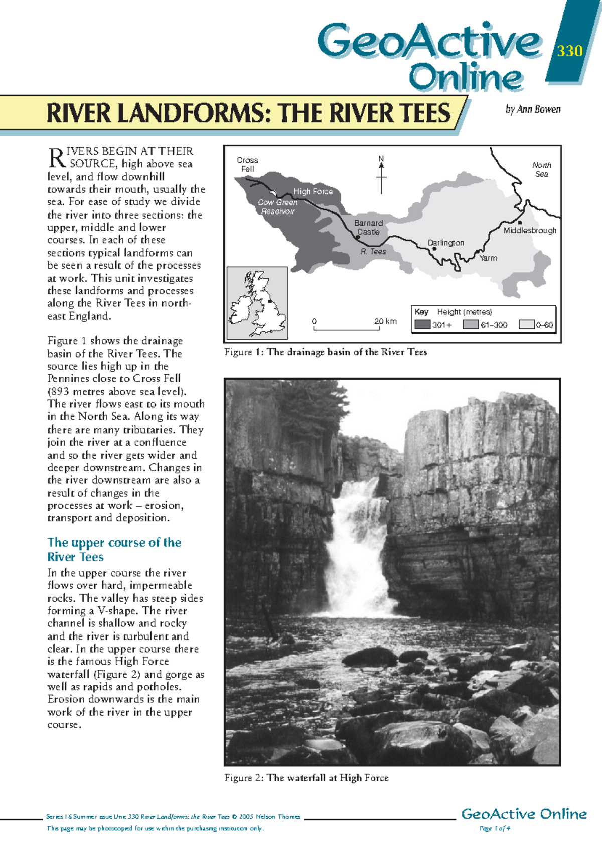 L7 - the river tees case study landform file - R IVERS BEGIN AT THEIR iSOURCE, high above sea ...