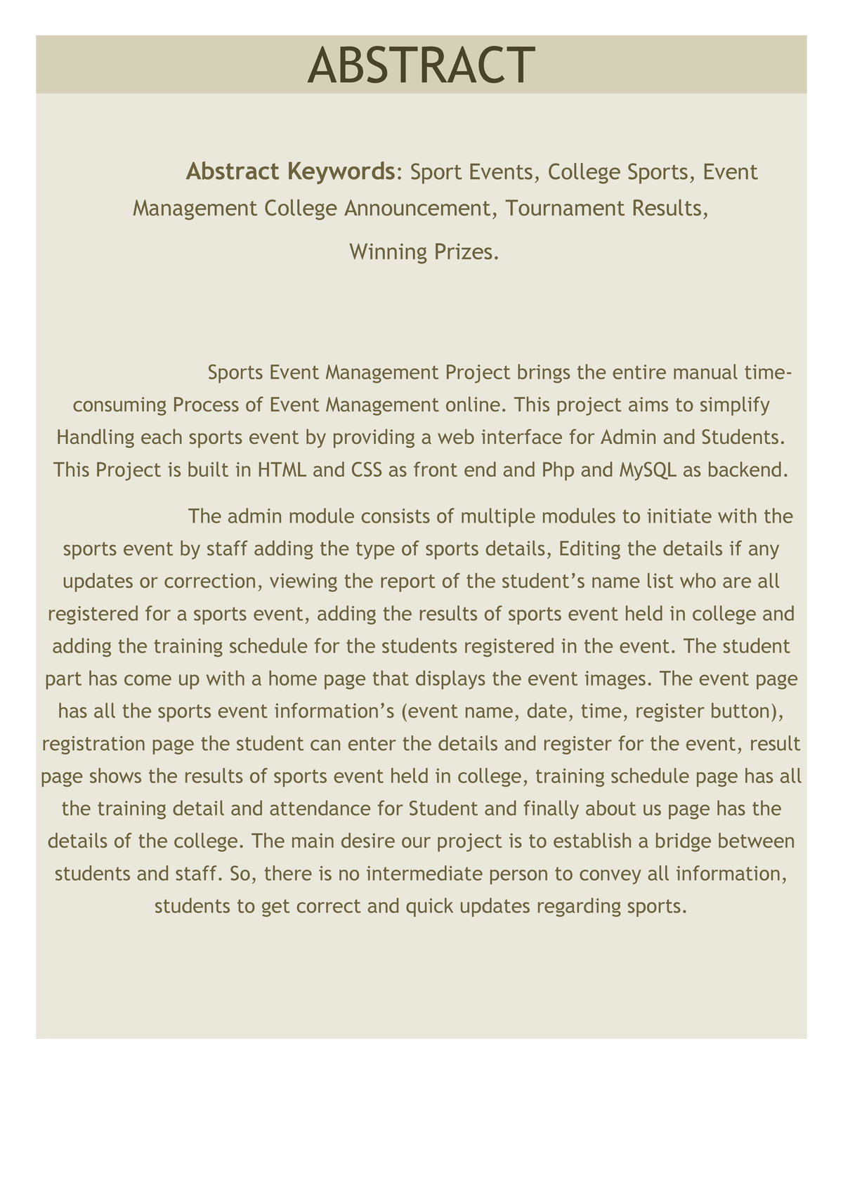 Abstract PBL of project - ABSTRACT Abstract Keywords : Sport Events ...