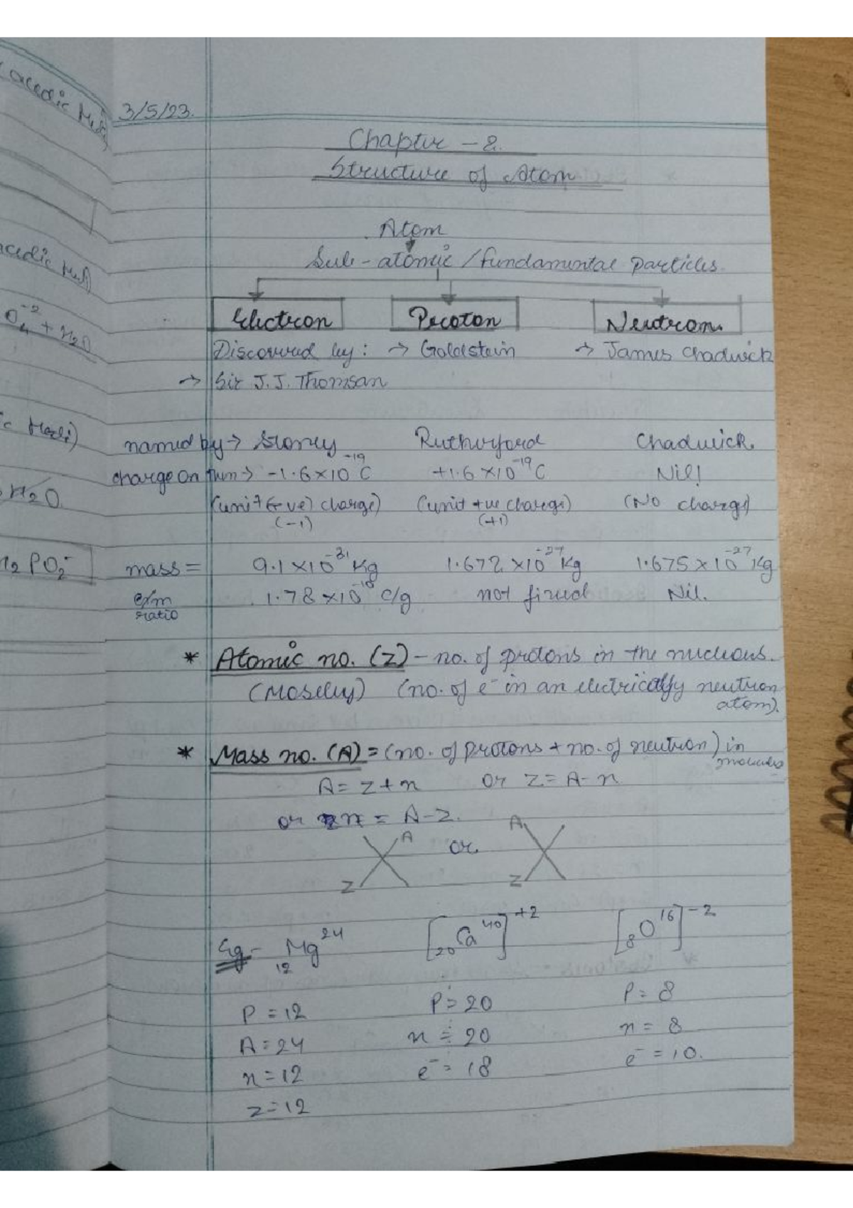 Chem -2 - hhhh - Milk Chapter Structure of Atom Atom MyD) particles ...