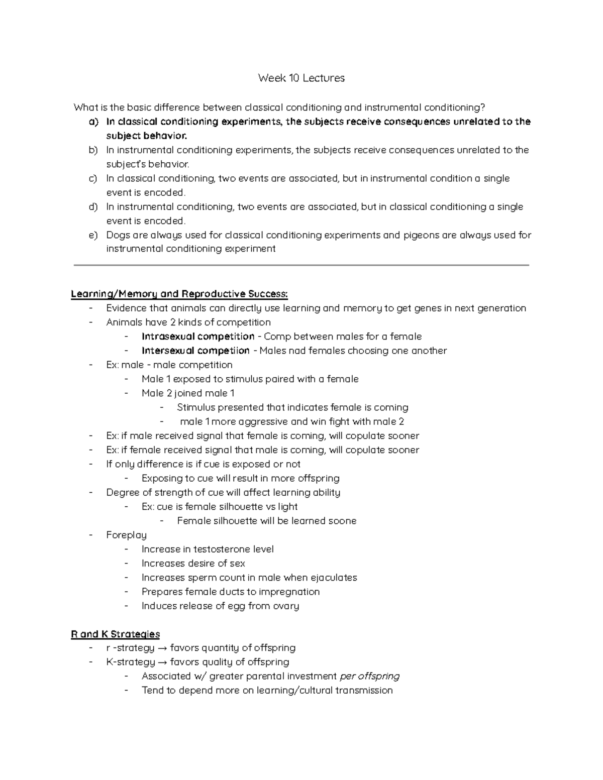 Evolution Week 10 - Week 10 Lectures What is the basic dierence between ...