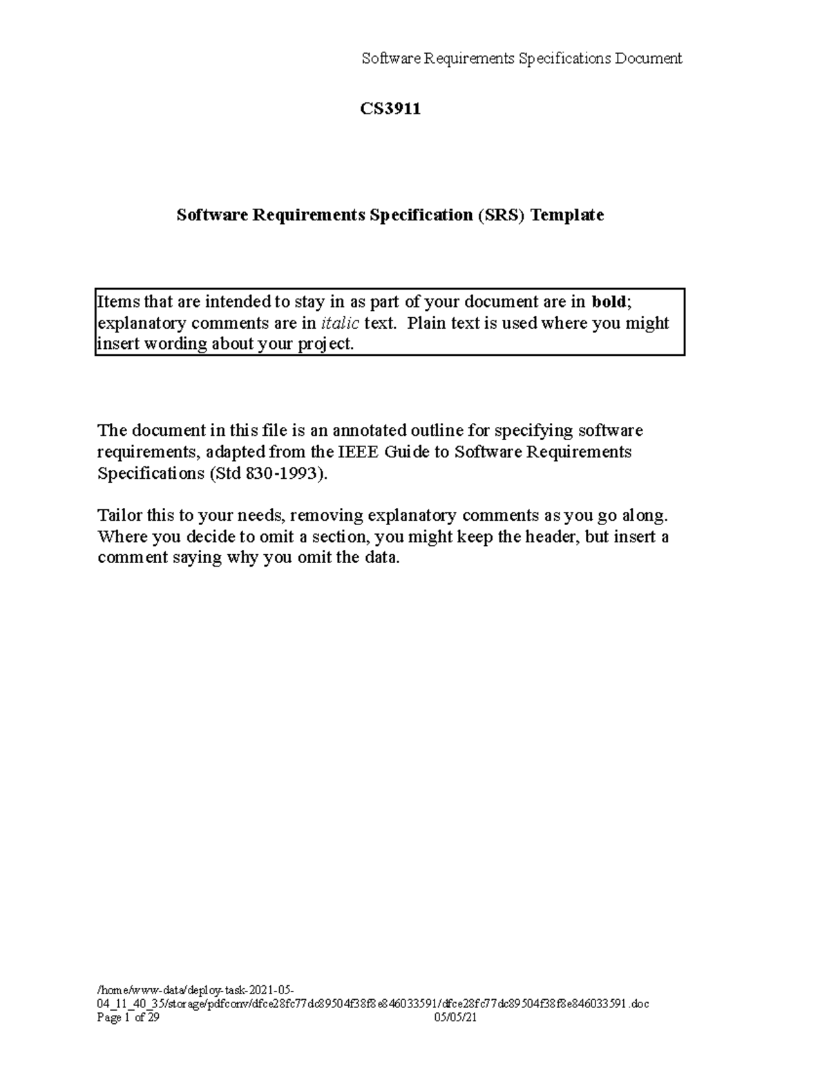 SRS-template 2 - business - CS Software Requirements Specification (SRS ...