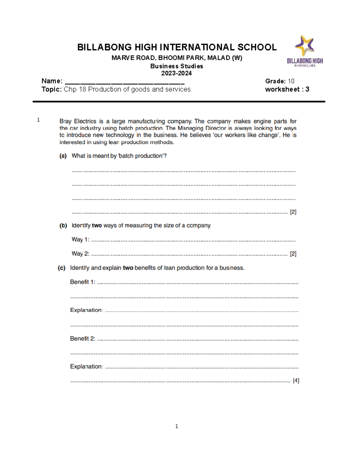 Chp 18 - Production of goods and services - Business Management SL ...