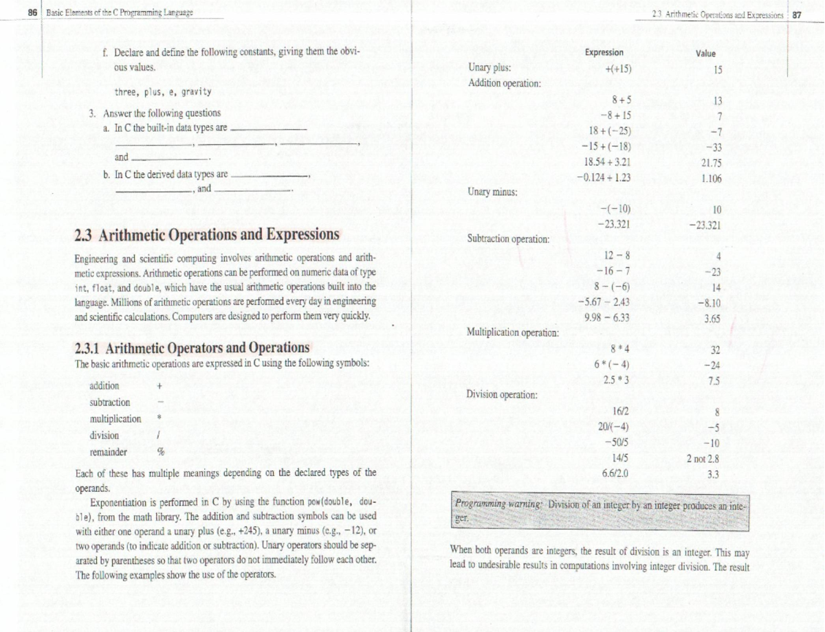 Arithmetic Relational Logical Operations 86 Basic Elements Of The C Programming Language 2 2705