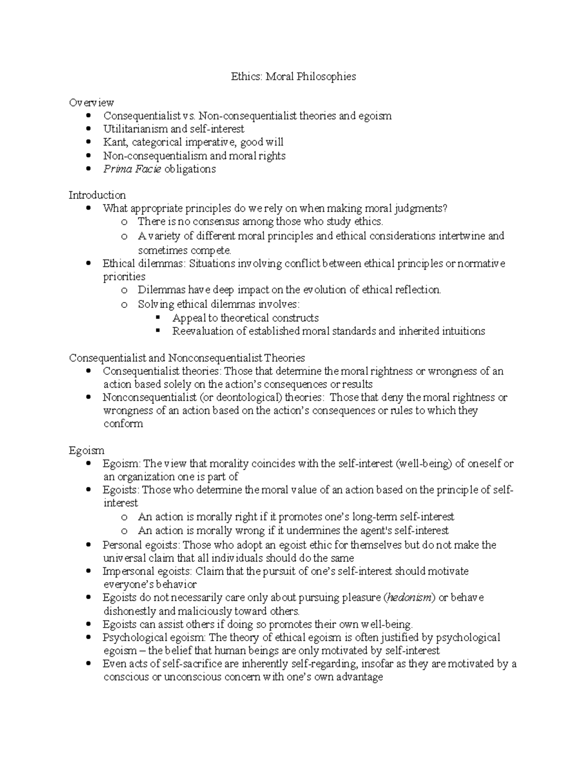 Ethics chpt 2 - Ethics: Moral Philosophies Overview Consequentialist vs ...