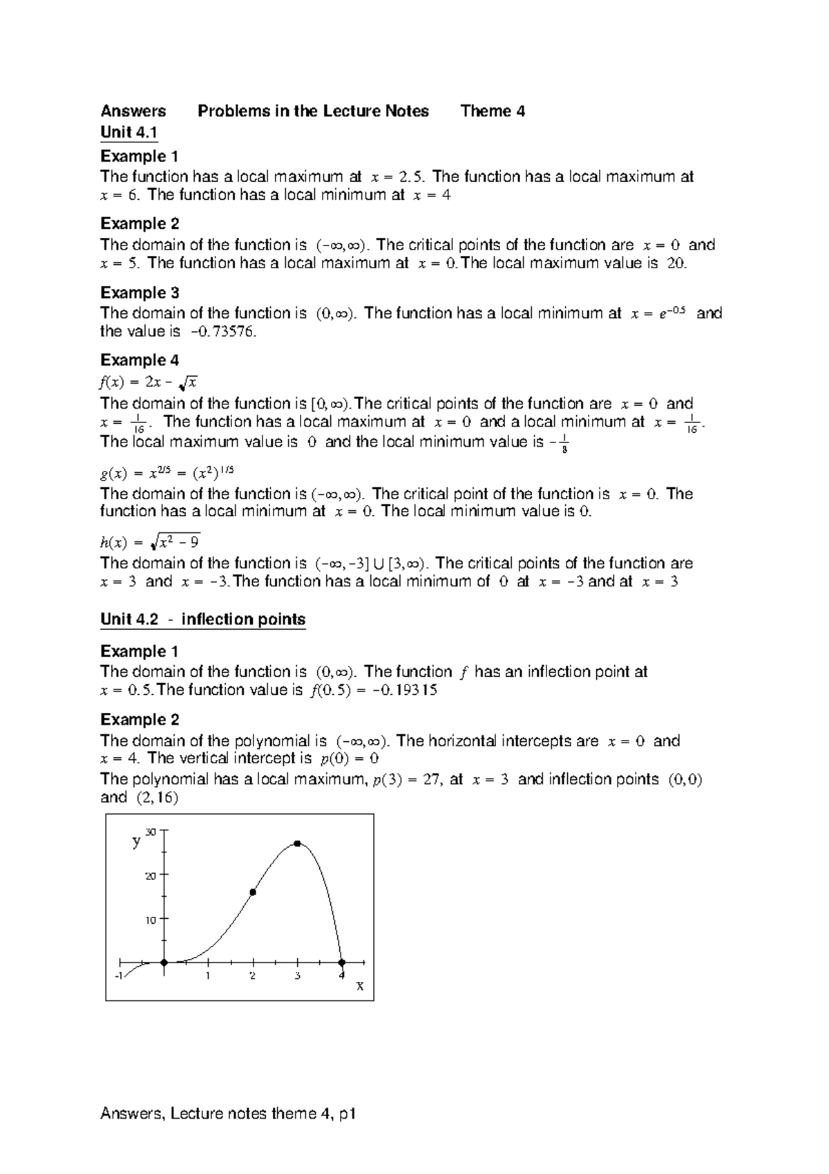 Theme 4 Lecture note answers - Answers Problems in the Lecture Notes ...