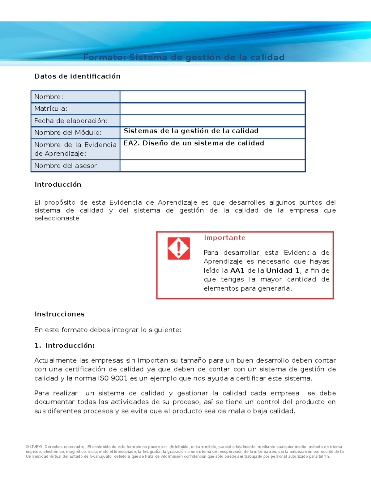 Sistemas DE Gestion DE Calidad - Formato: Sistema de gestión de la ...