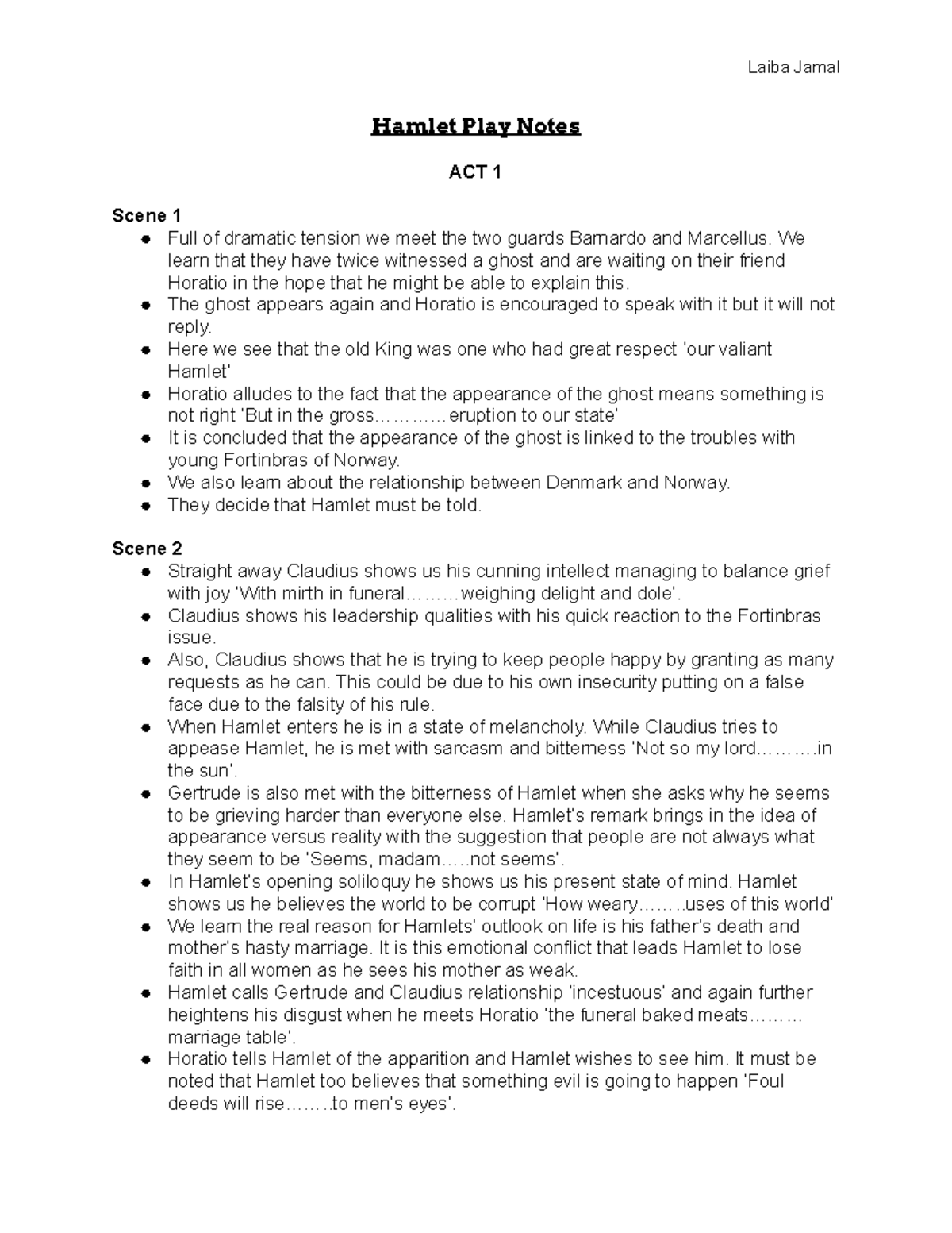 Hamlet Play Notes - Hamlet Play Notes ACT 1 Scene 1 Full of dramatic ...
