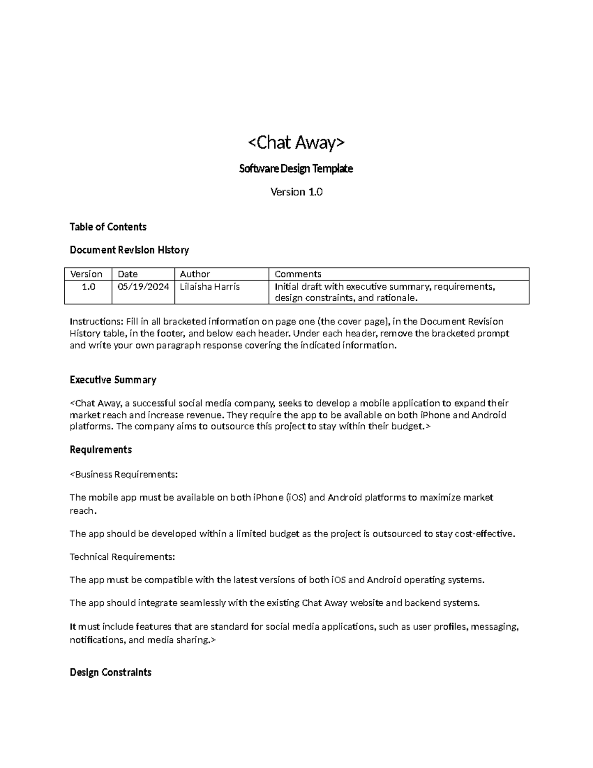 CS 230 Module Two Assignment Software Design Template (2) - Software Design - Studocu