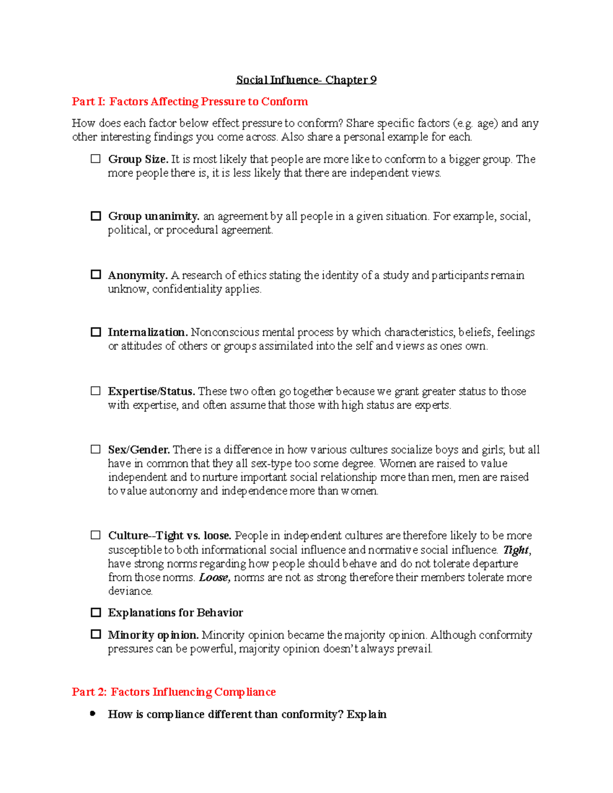 Blended Activity Social Influence - Social Influence- Chapter 9 Part I ...