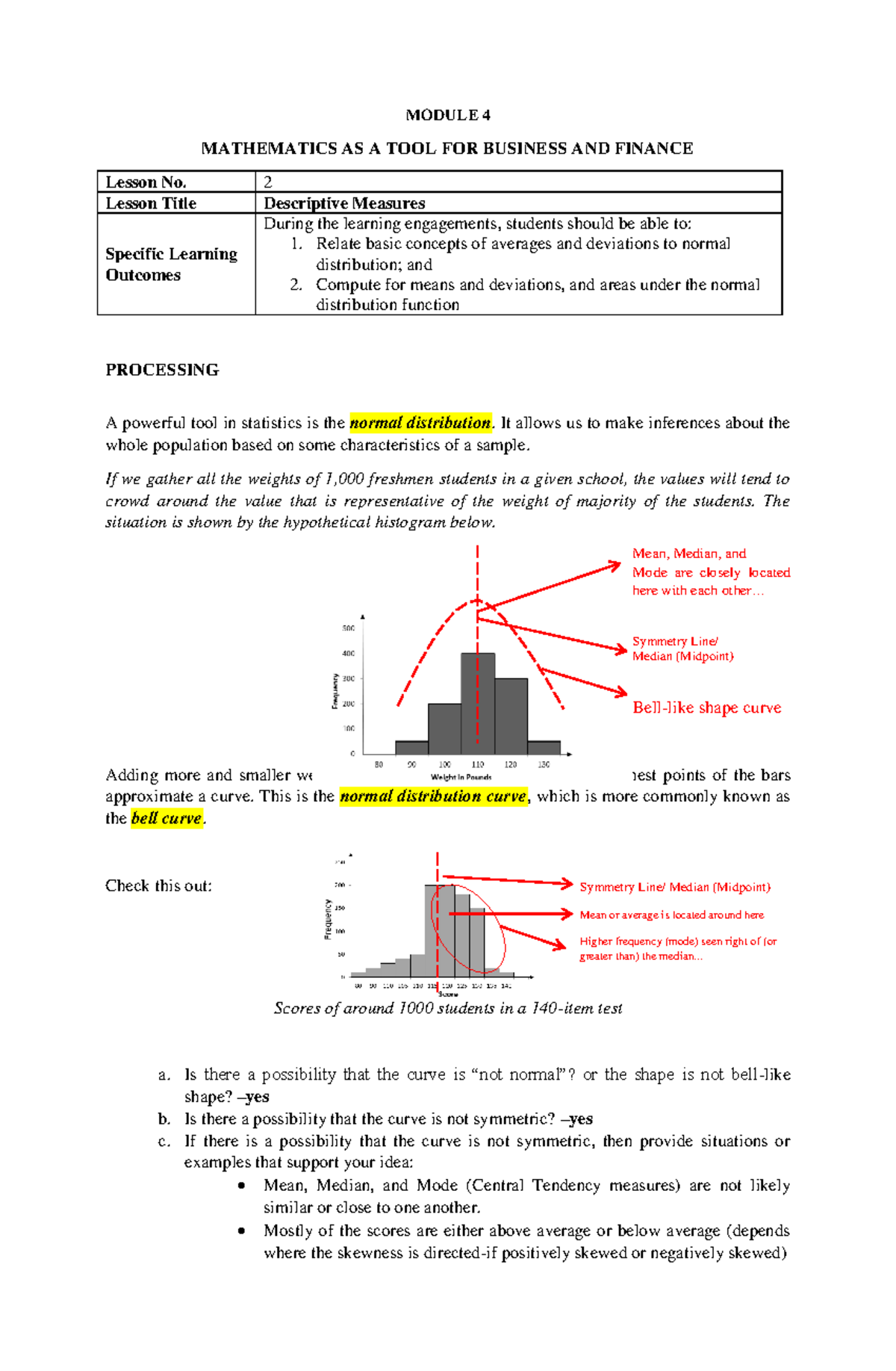 Mathematics in the Modern World-Module-Module-4 2-Descriptive-Measures ...