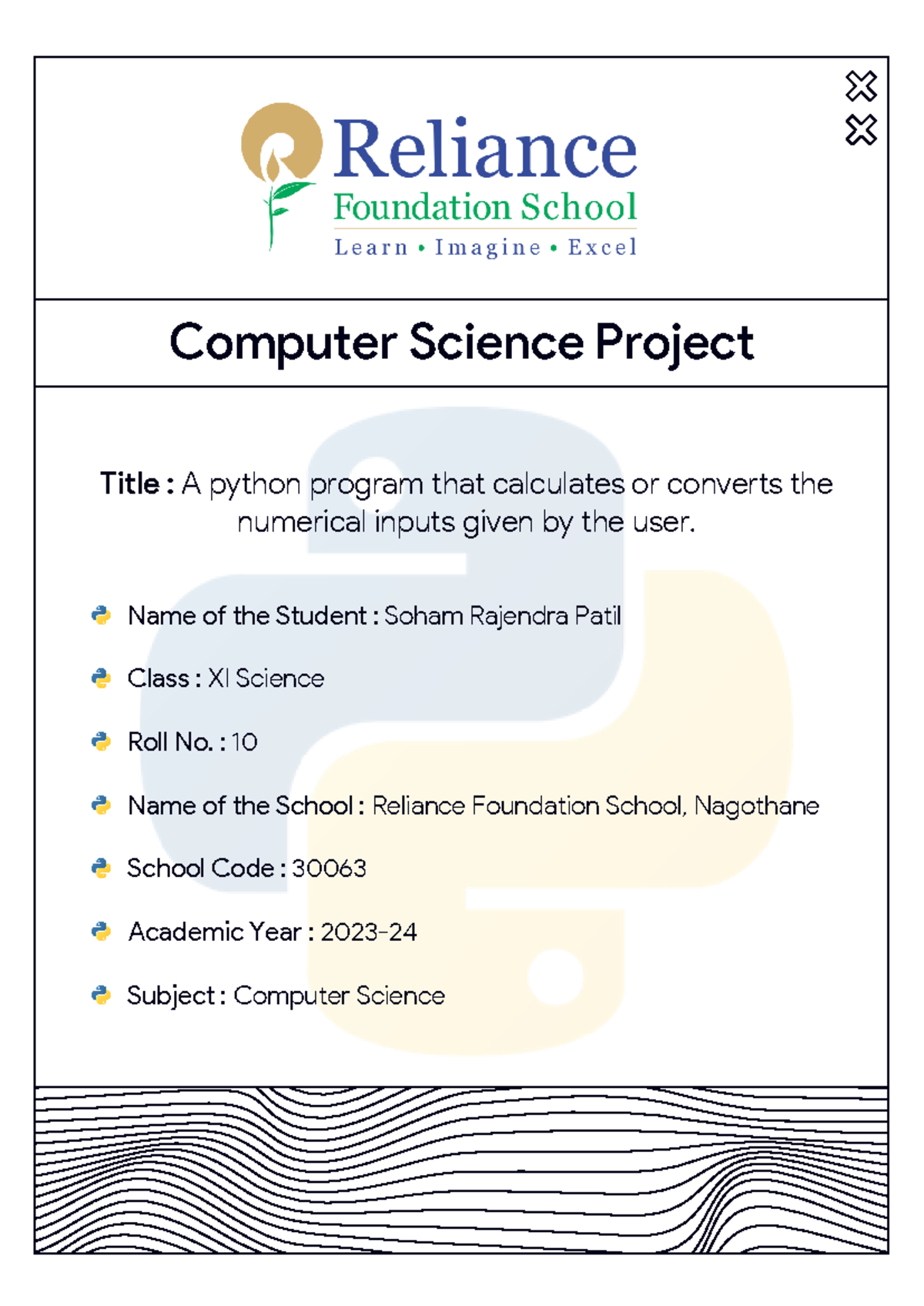 C.S. Project - zdg gdz - Computer Science Project Title : A python ...