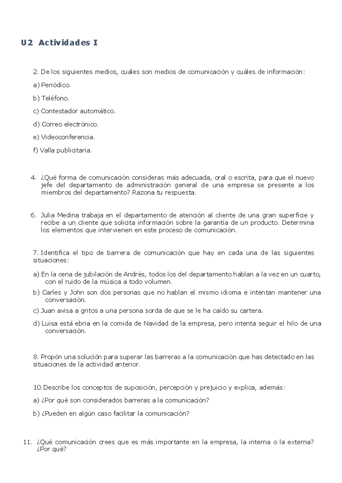 U2 Actividades I - aasdasd - U2 Actividades I De los siguientes medios ...