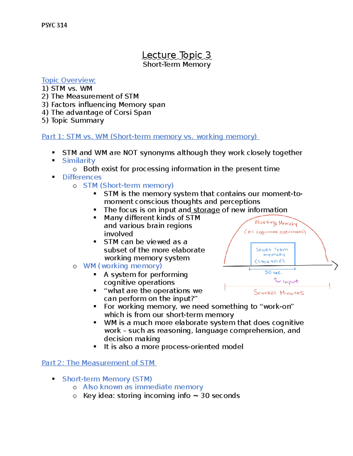 Lecture Topic 3 - Dr. Srinivasan Mahadevan - Lecture Topic 3 Short-Term Memory Topic Overview ...