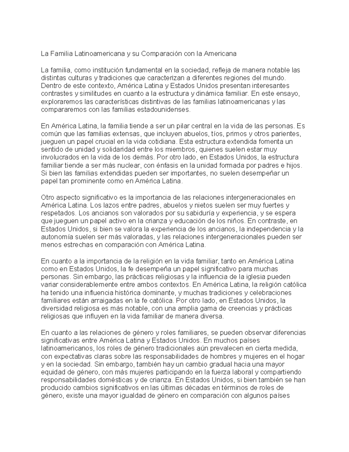 Latin American Families - La Familia Latinoamericana y su Comparación ...