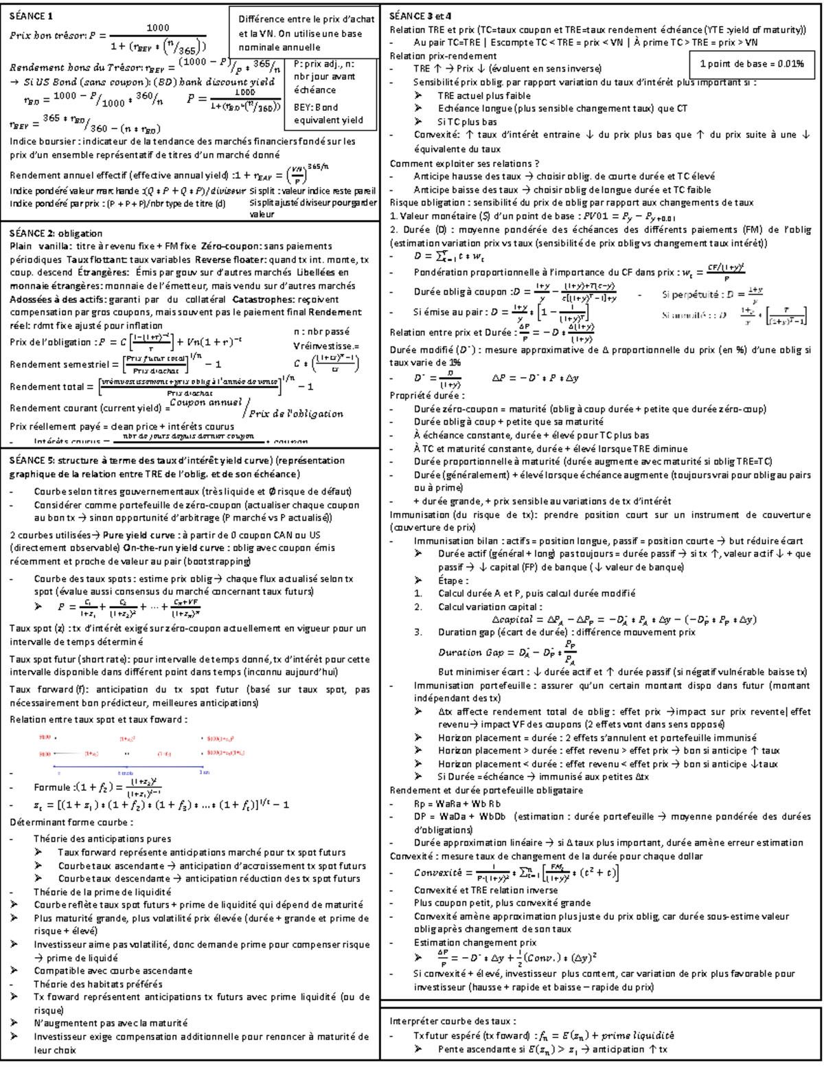 Feuille de formule examen intra - SÉANCE 1 𝑃𝑟𝑖𝑥 𝑏𝑜𝑛 𝑡𝑟é𝑠𝑜𝑟:𝑃 = 1000 1 ...