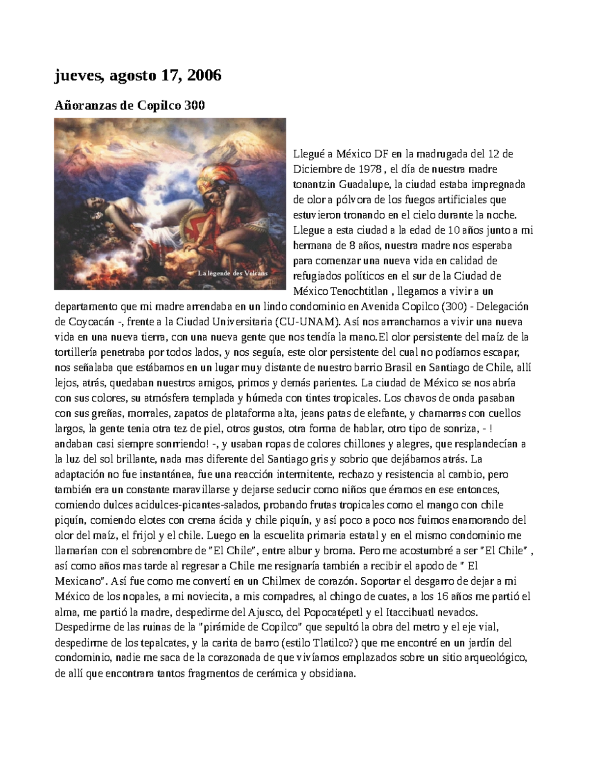 Añoranzas de Copilco 300 - jueves, agosto 17, 2006 Añoranzas de Copilco ...