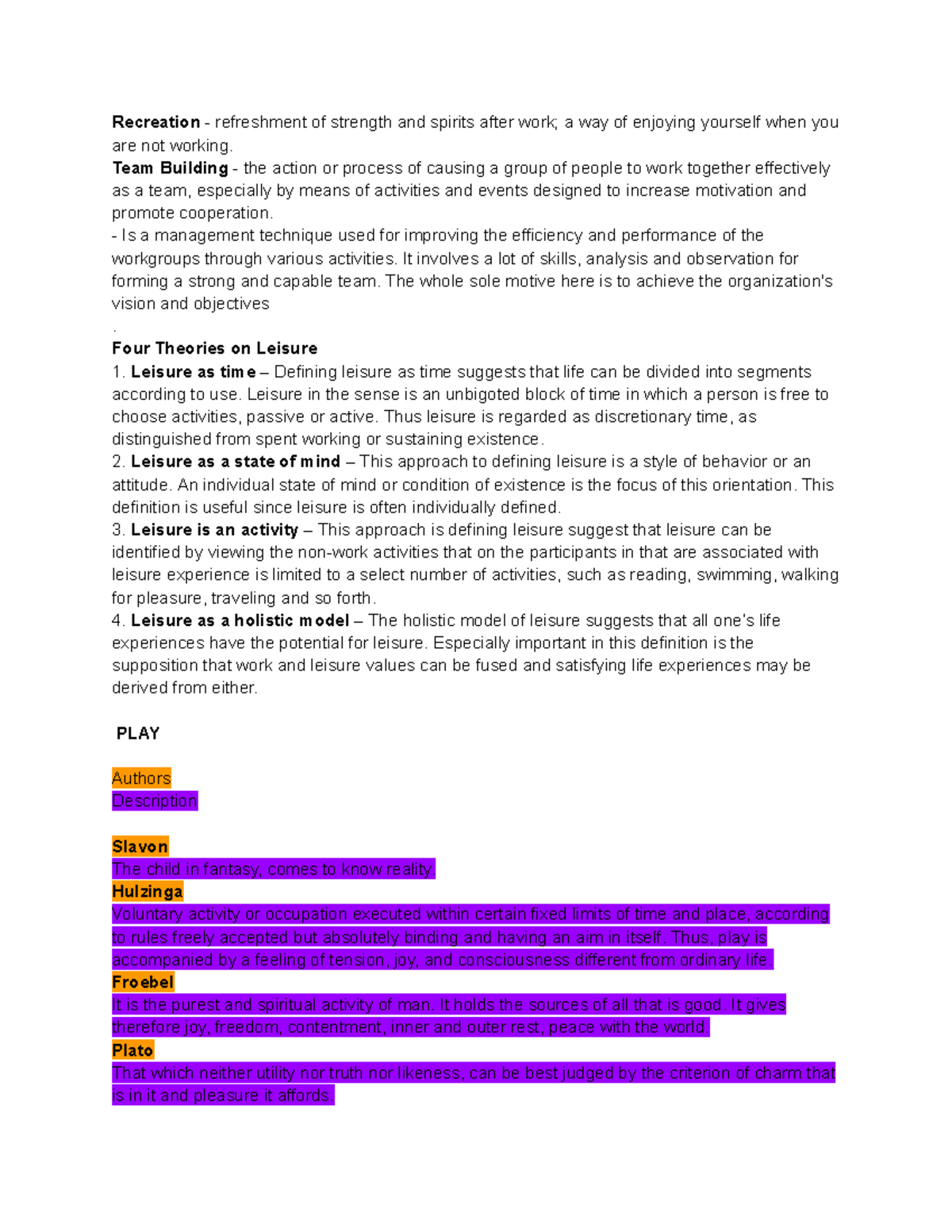 NSTP Reviewer - notes - Recreation - refreshment of strength and ...
