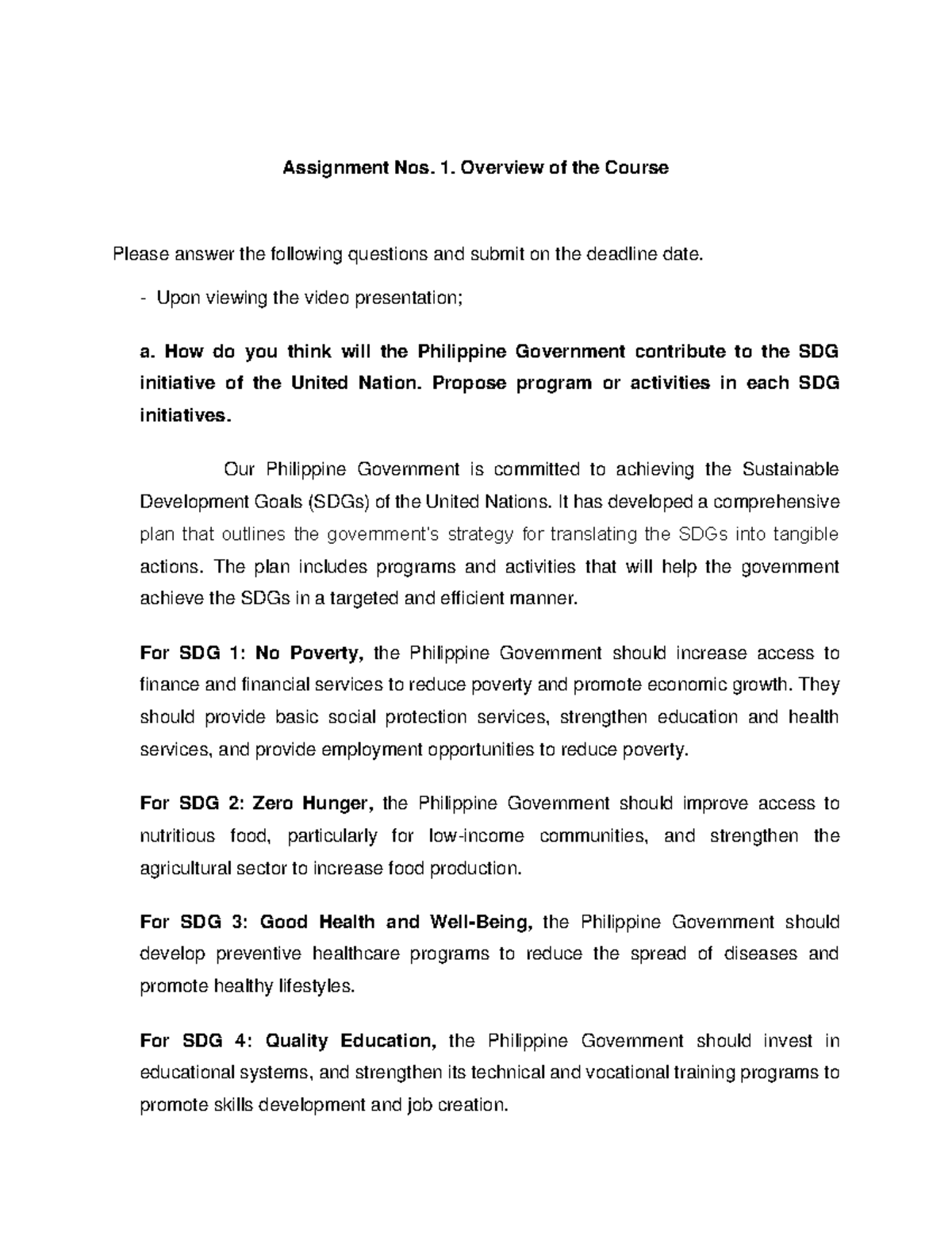 Assignment Nos. 1 Overview of the Course - Copy - Assignment Nos. 1 ...