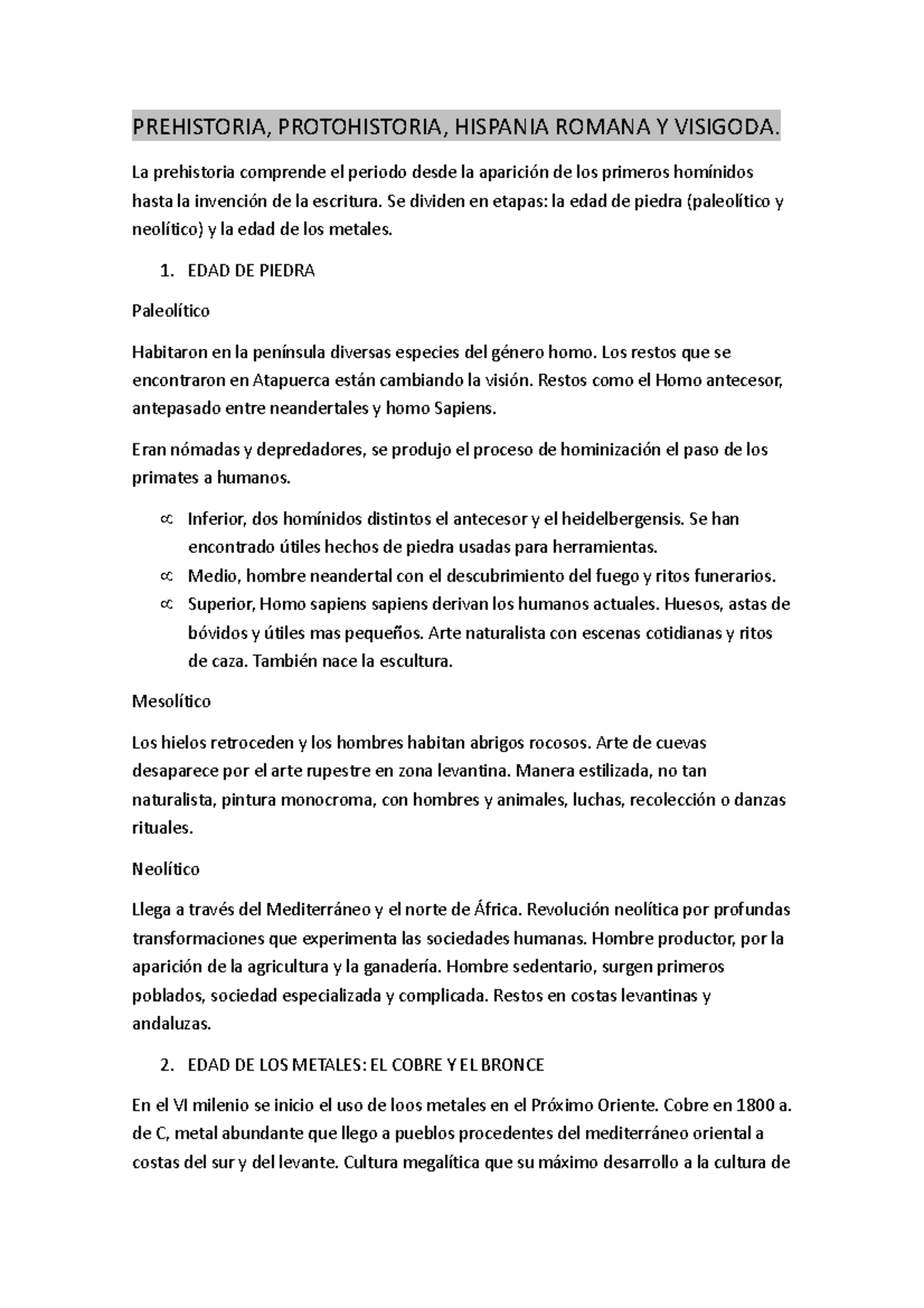 Tema 1 - apuntes de la prehistoria - PREHISTORIA, PROTOHISTORIA ...