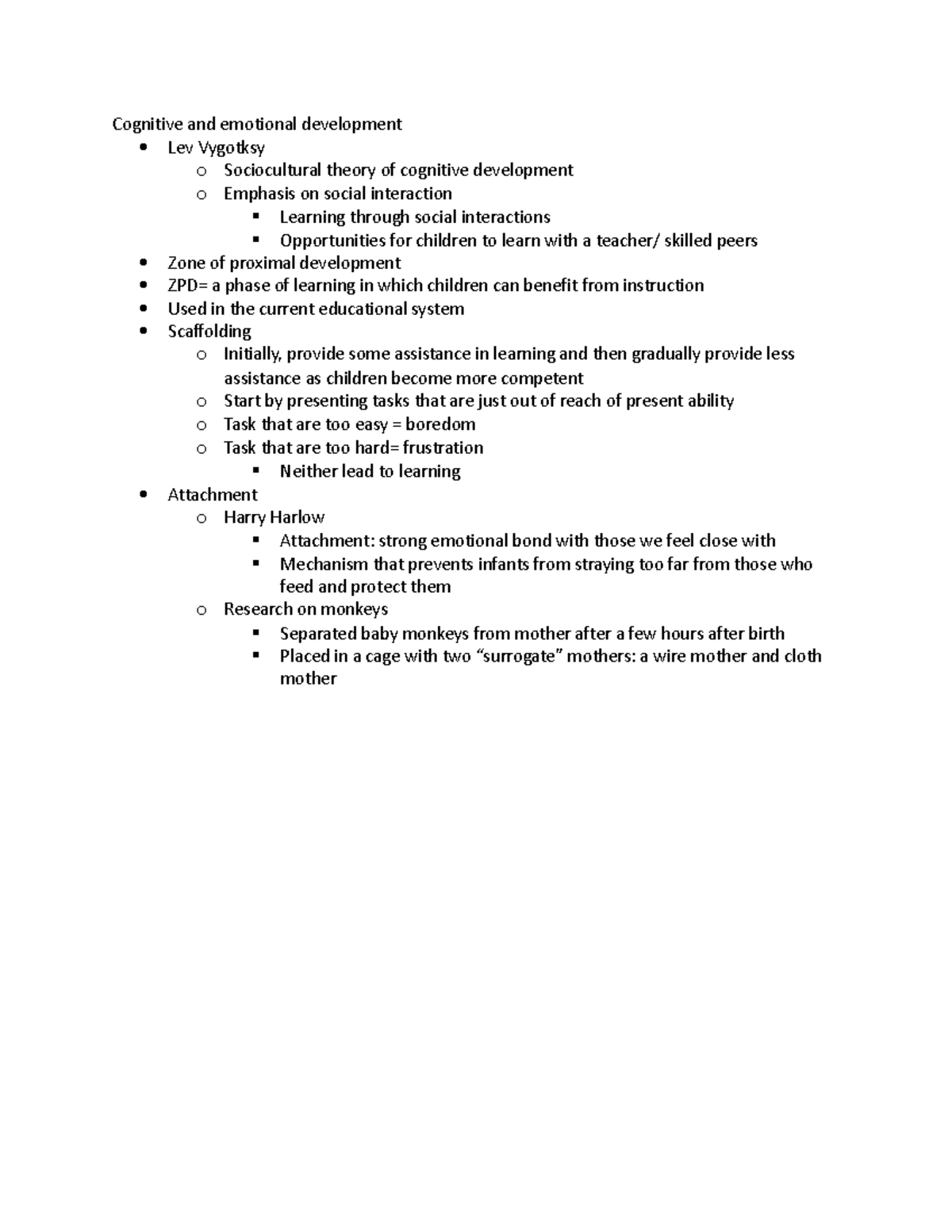 Cognitive and emotional development - Studocu