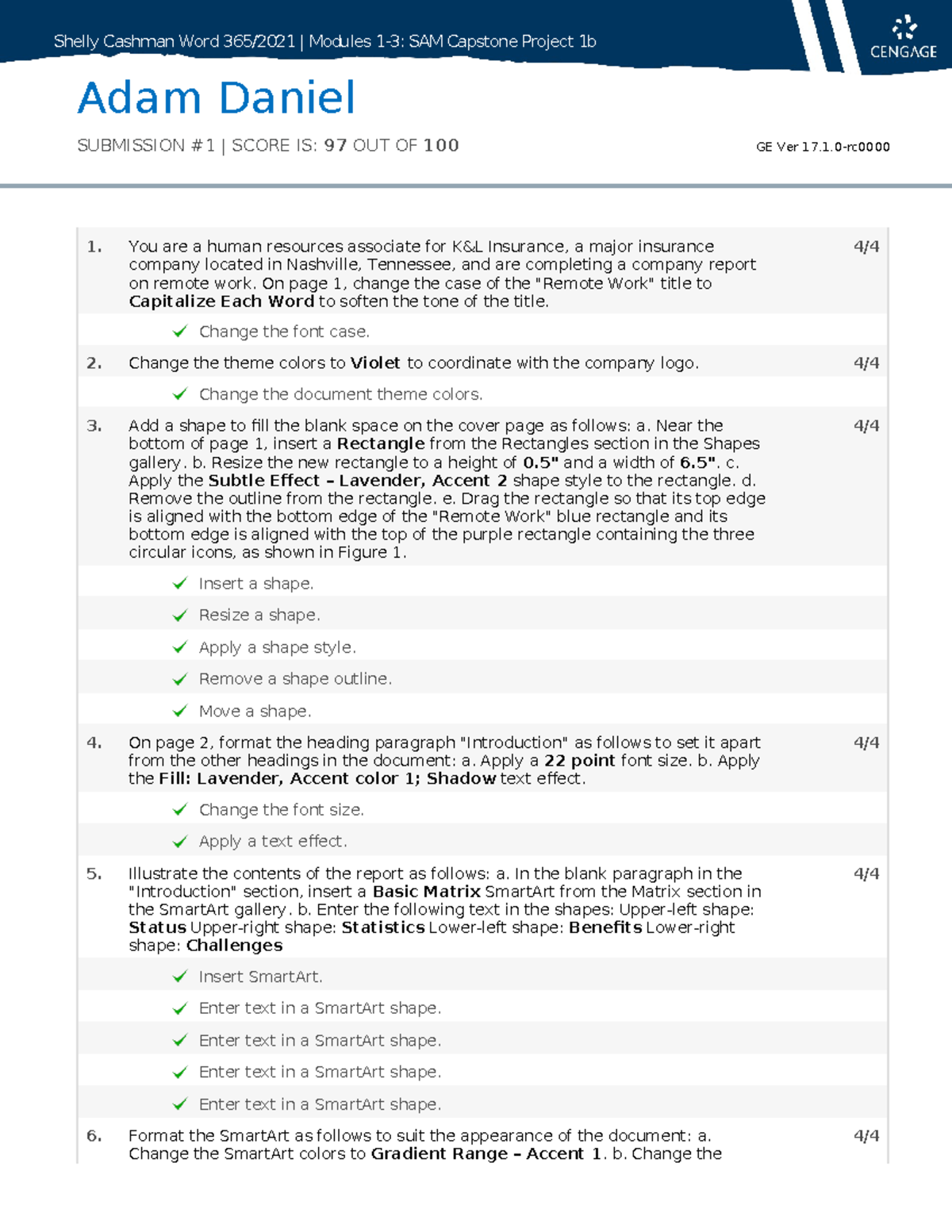 SC WD365 2021 CS1-3b Adam Daniel Report 1 - Adam Daniel SUBMISSION #1 | SCORE IS: 97 OUT OF 100 ...