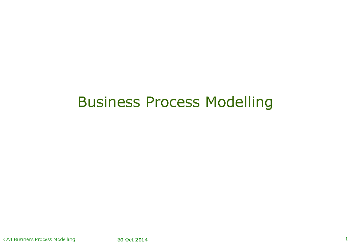 BP 11 Business Process Modelling New Lecture Notes - Business Process ...