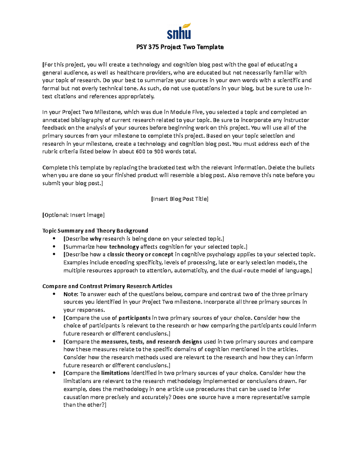 PSY 375 Project Two Template - PSY 375 Project Two Template [For this ...