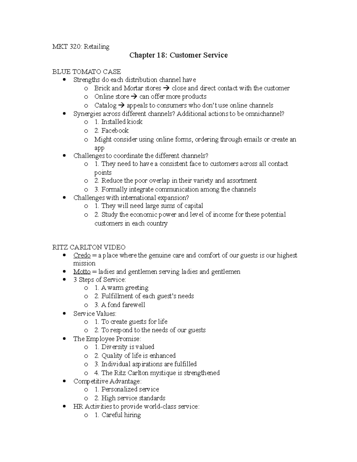 Ch 18 class note - Lecture notes 18 - MKT 320: Retailing Chapter 18 ...