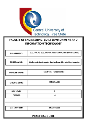 EEN115A Learner Guide - –––– CONTENTS FACULTY OF ENGINEERING AND ...