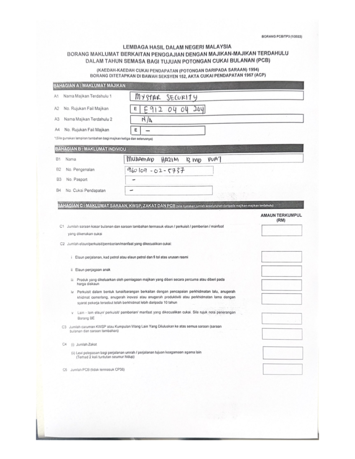 Borang Pcbtp 3 (12022) - n/a - Faculty of Architecture, Planning And ...