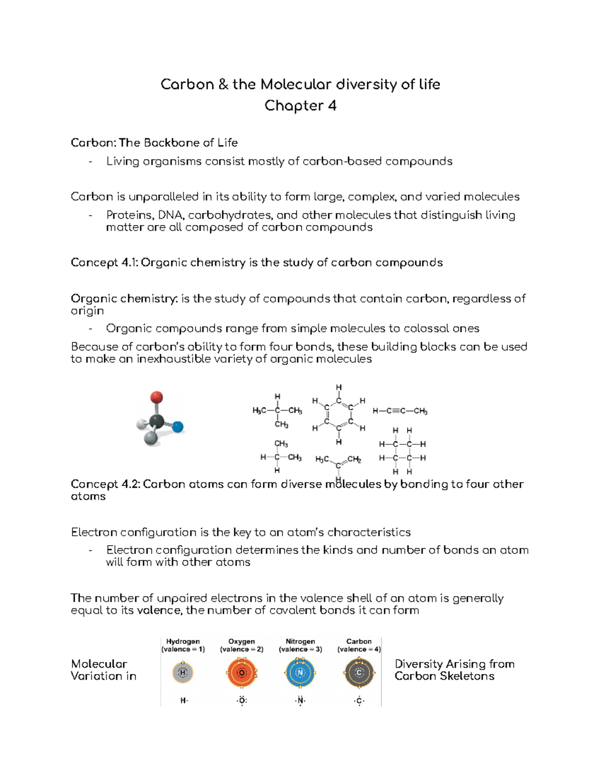 Chapter 4 bio pp - Notes - Carbon & the Molecular diversity of life ...